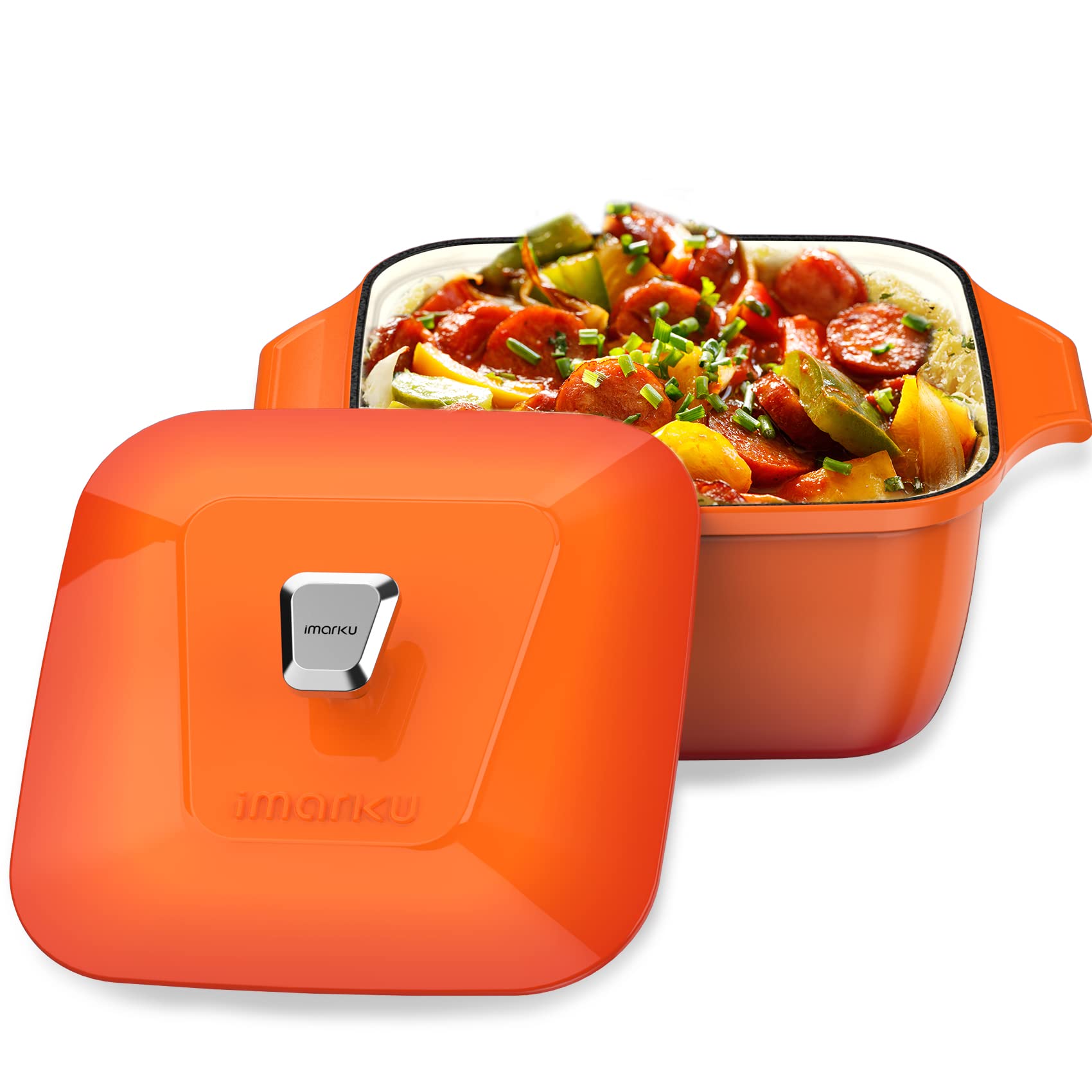 Dutch Oven, imarku 3.5 Quart Enameled Cast Iron Dutch Oven Pot with Lid for Braising, Broiling, Frying, Bread Baking, Roast Turkey, Oven Safe Up To 550°F, Enamel Coating, Nonstick Easy to Clean
