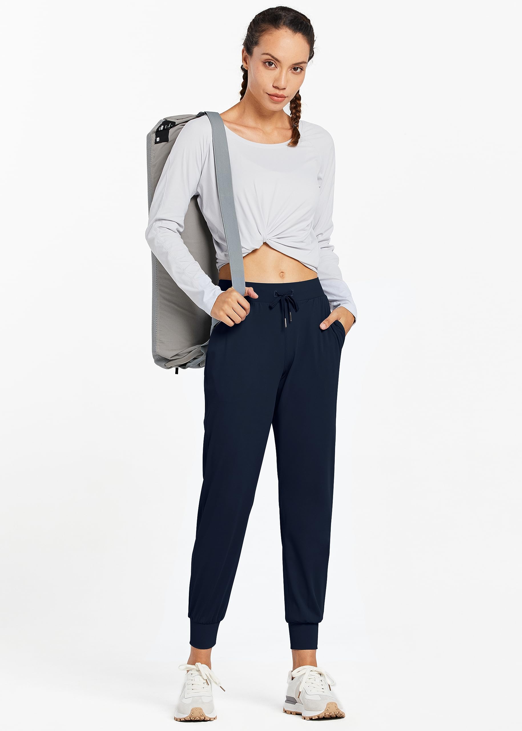 Libin Women's Joggers Pants Athletic Sweatpants with Pockets Running Tapered Casual Pants for Workout,Lounge, Navy L