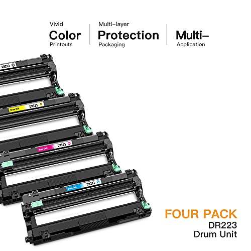 E-Z Ink (TM) Compatible Drum Unit Replacement for Brother DR223CL DR223 DR-223 Compatible with MFC-L3770CDW MFC-L3750CDW HL-L3230CDW HL-L3290CDW HL-L3210CW (Black, Cyan, Magenta, Yellow, 4 Pack)