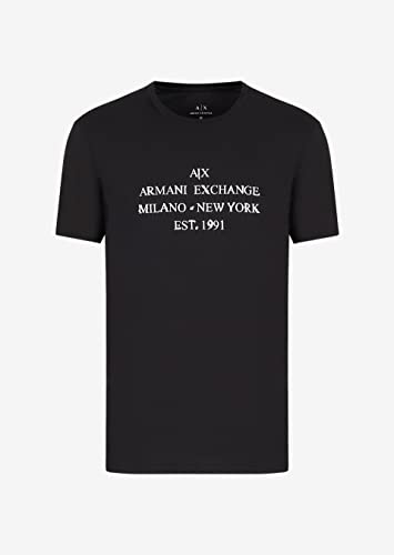 A|X ARMANI EXCHANGE Armani Exchange Men's EST 1991 Logo Tee, Black, Medium