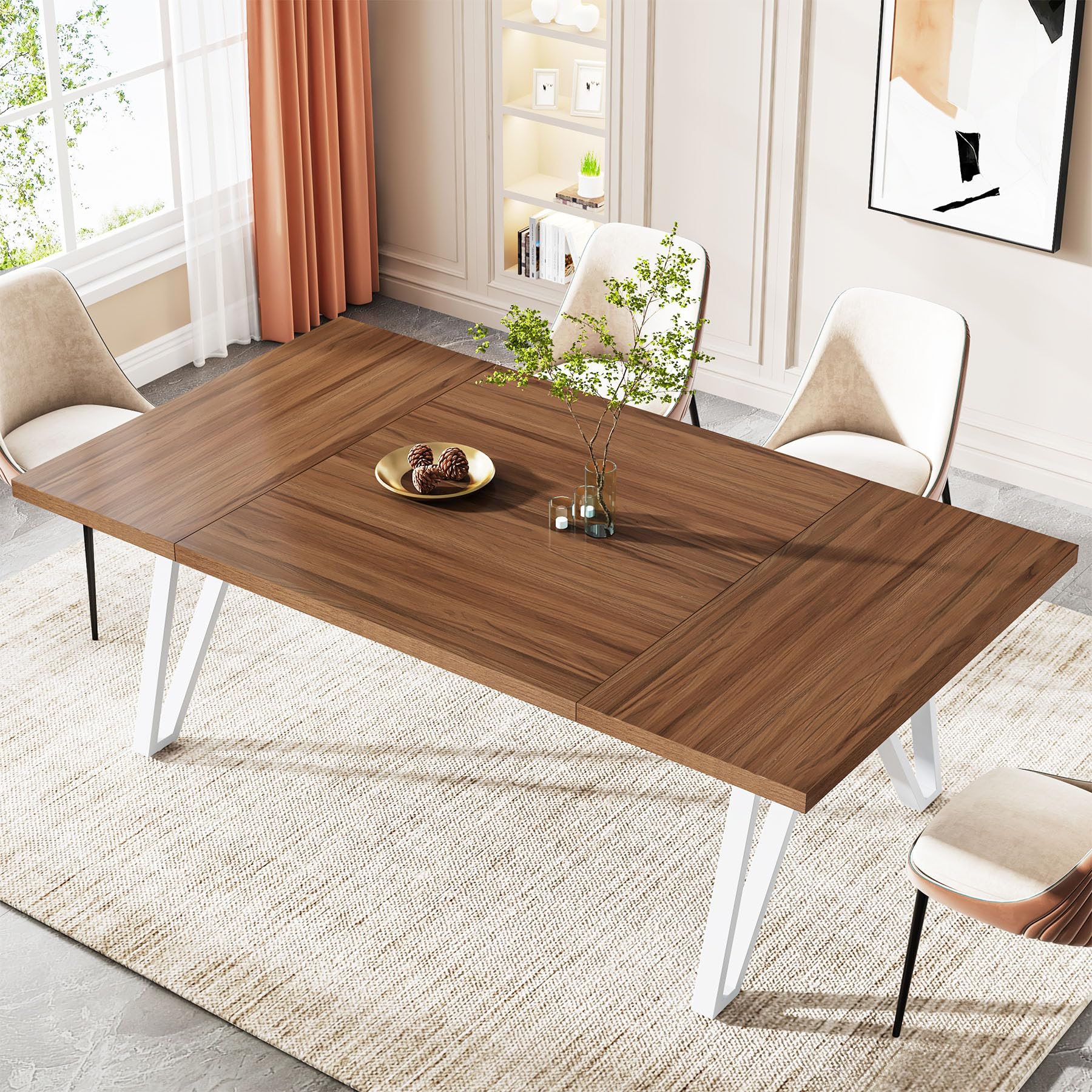 Tribesigns Large Dining Table for 6-8 People, 70-inch Rectangular Wood Kitchen Table, Dinner Table with Heavy-Duty Metal Legs, Industrial Long Dining Room Table for Family Gathering, Party