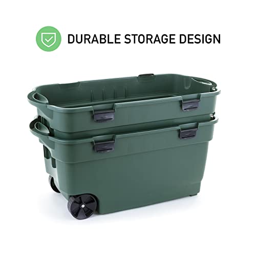 Rubbermaid ECOSense Wheeled Storage Totes, 40 Gal Pack of 2, Durable and Reusable Bins with Latching Lids for Garage or Home Organization, Made From Recycled Materials
