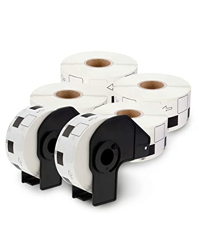 enKo - Compatible for Brother DK1221 DK-1221 (10/11'' x 10/11'') Square Labels [6 Rolls / 6000 Labels with 2 Cartridge Frame]
