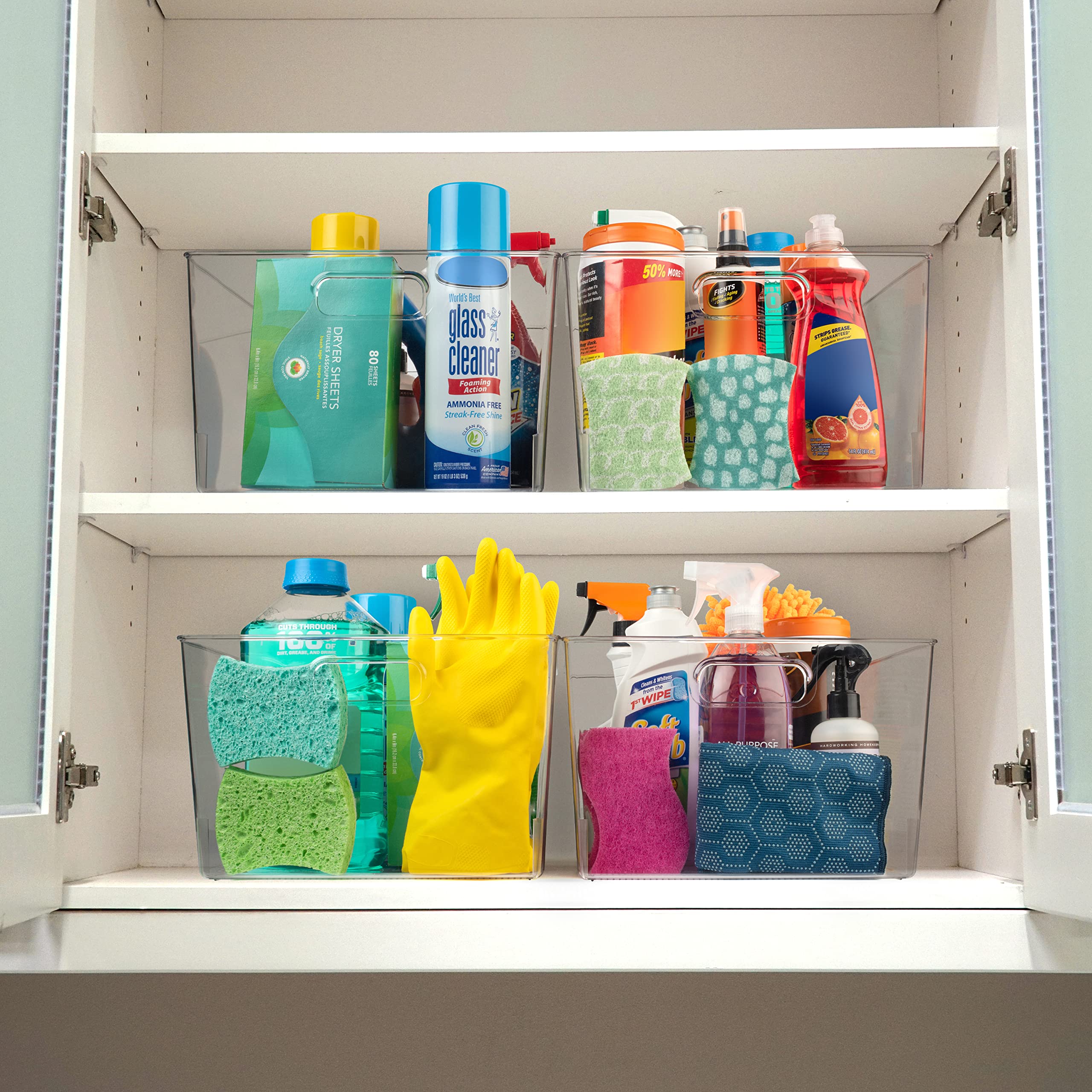ClearSpace Clear Plastic Storage Bins β XL 8 Pack Perfect Kitchen or Pantry Organization Fridge Organizer and Storage Bins, Cabinet Organizers