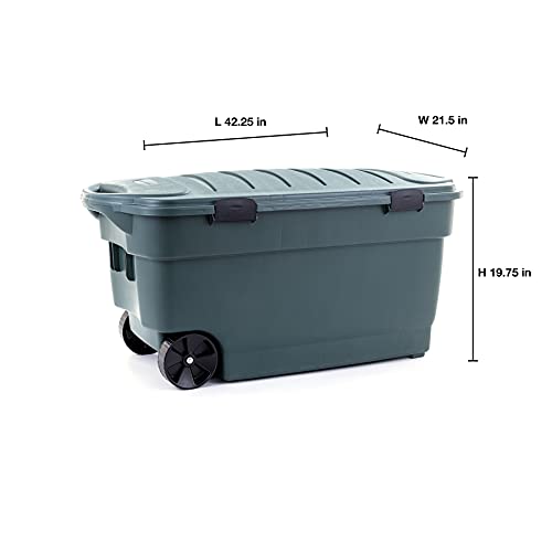 Rubbermaid ECOSense Wheeled Storage Totes, 40 Gal Pack of 2, Durable and Reusable Bins with Latching Lids for Garage or Home Organization, Made From Recycled Materials