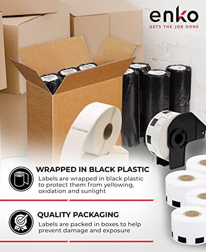 enKo - Compatible for Brother DK1221 DK-1221 (10/11'' x 10/11'') Square Labels [6 Rolls / 6000 Labels with 2 Cartridge Frame]