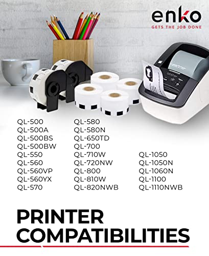 enKo - Compatible for Brother DK1221 DK-1221 (10/11'' x 10/11'') Square Labels [6 Rolls / 6000 Labels with 2 Cartridge Frame]