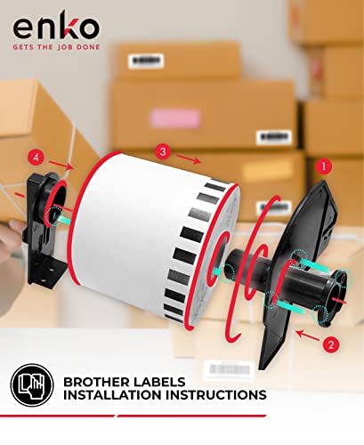 enKo - Compatible for Brother DK1221 DK-1221 (10/11'' x 10/11'') Square Labels [6 Rolls / 6000 Labels with 2 Cartridge Frame]