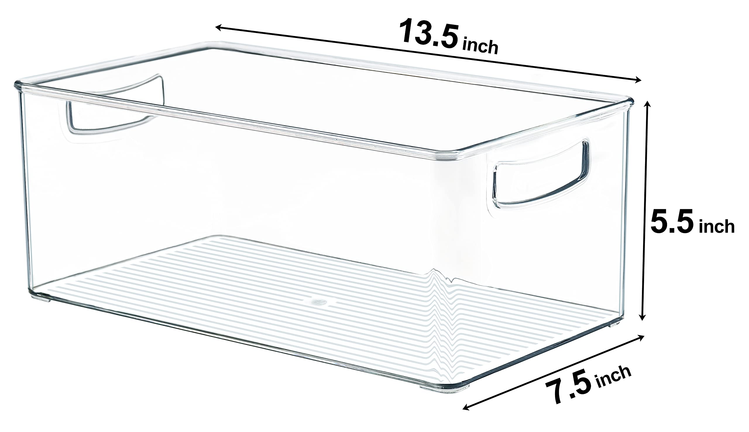 Hudgan 2 Pack Straight Sides Stackable Pantry Organizer Bins for Home Edit - 13.5''L x 7.5''W x 5.5''H