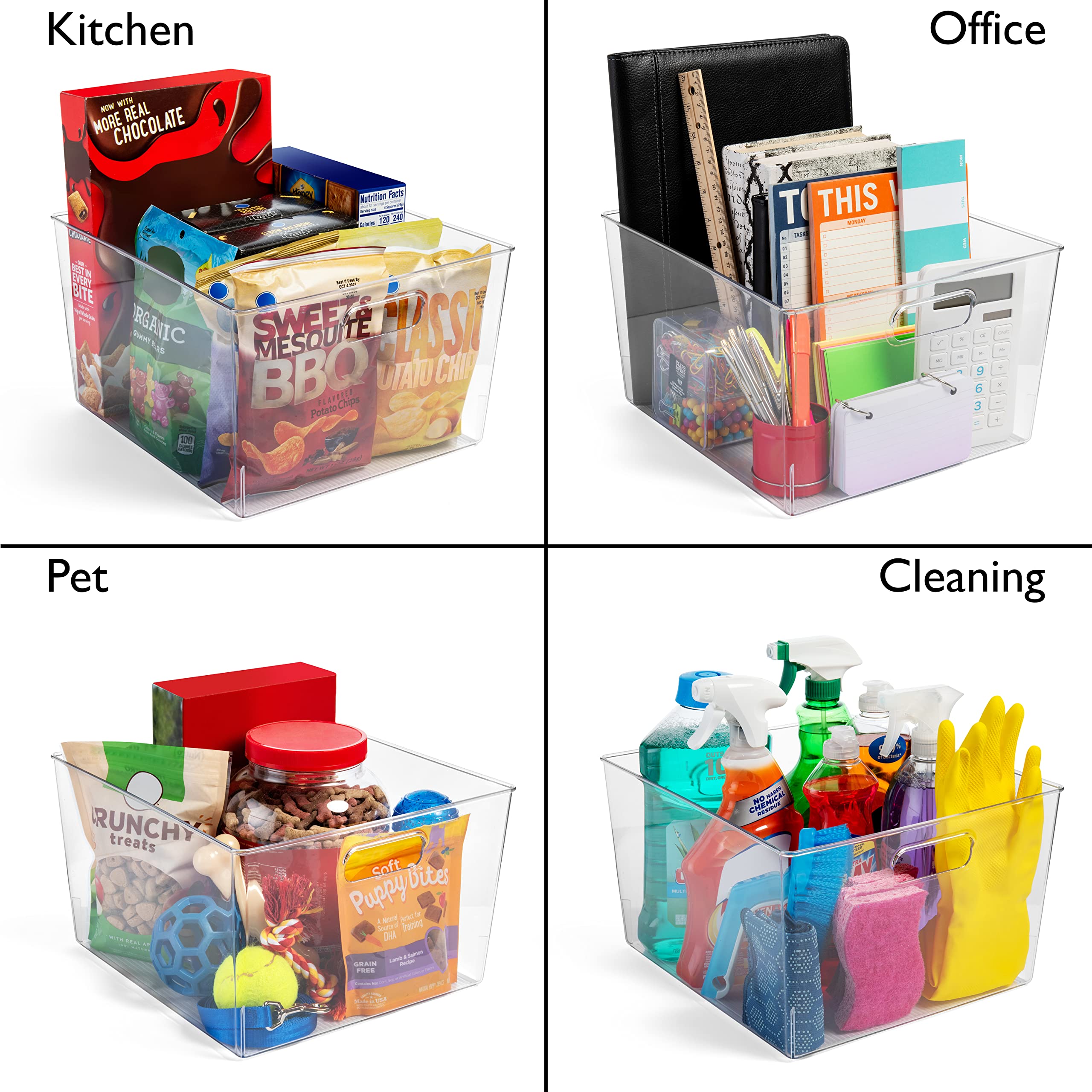 ClearSpace Clear Plastic Storage Bins β XL 8 Pack Perfect Kitchen or Pantry Organization Fridge Organizer and Storage Bins, Cabinet Organizers