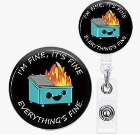 Tian Zhun Badge Reels Retractable Fire Black Badge Holder with Swivel Alligator Clip Funny ID Decoration Nurse Name Decor