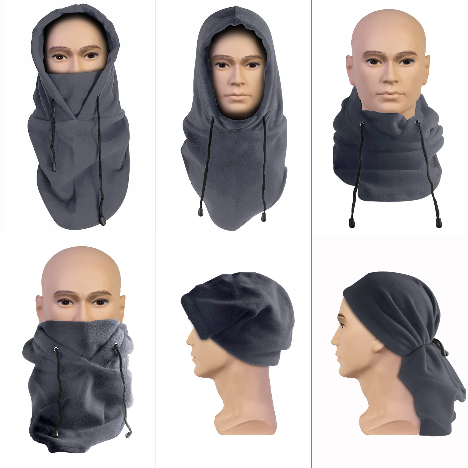 BINE Mens Winter Hat Cold Weather Face Mask Balaclava Hood Outdoor Sports Balaclava Windproof Gray