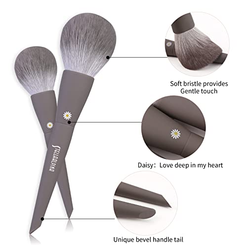 MSQ Make Up Brushes 10Pcs Makeup Brush Set Foundation Brush Blending Brush Synthetic Hair Powder Brushes Fan Brushes Eyeshadow Brushes Eye Brushes Set with Bag (Grey)