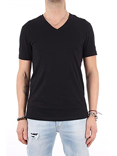 A|X Armani Exchange Men's Basic Pima V Neck Tee, Black, Medium