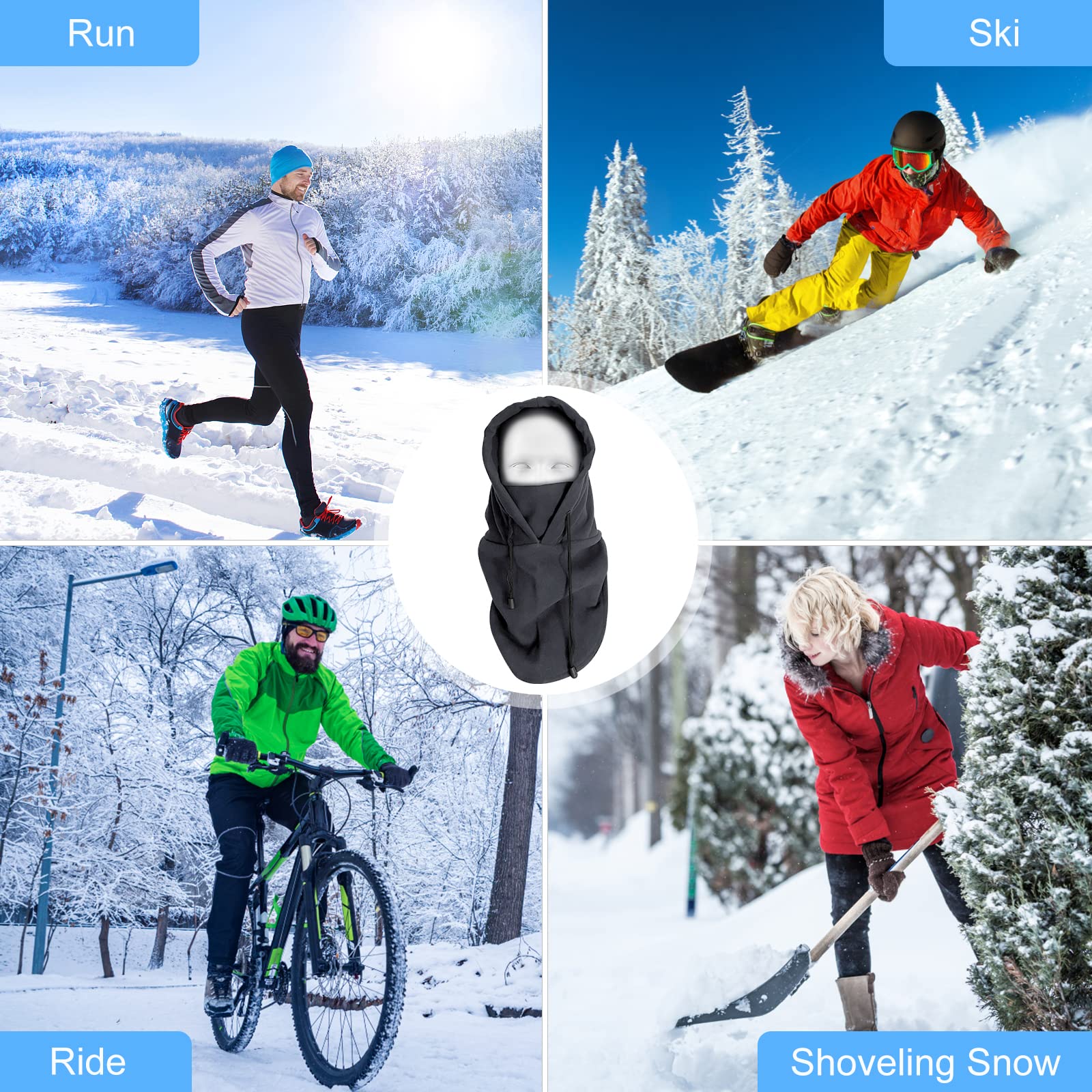 BINE Mens Winter Hat Cold Weather Face Mask Balaclava Hood Outdoor Sports Balaclava Windproof Gray