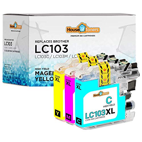 Houseoftoners Compatible Ink Cartridge Replacements for Brother LC103 LC 103 to use with Brother MFC-J870DW, MFC-J450DW, MFC-J6920DW, MFC-J470DW (CMY, 3-Pack)