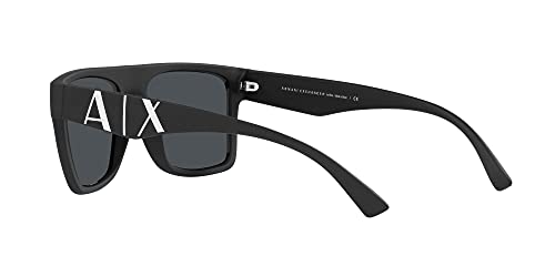 A|X ARMANI EXCHANGE Men's AX4113S Rectangular Sunglasses, Matte Black/Dark Grey, 55 mm