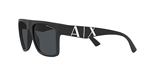 A|X ARMANI EXCHANGE Men's AX4113S Rectangular Sunglasses, Matte Black/Dark Grey, 55 mm