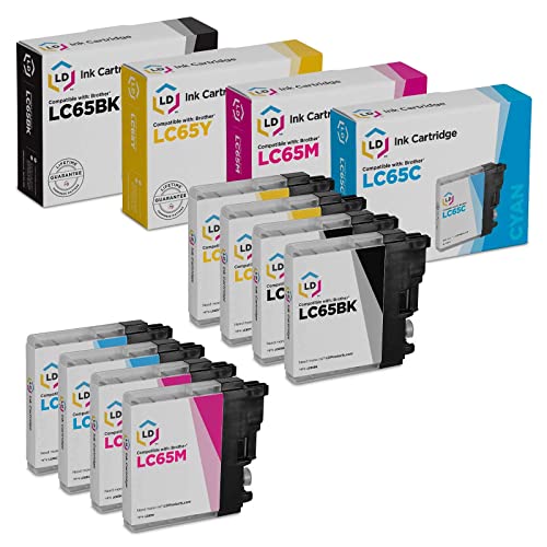 LD Compatible Ink Cartridge Replacement for Brother LC65 High Yield (2 Black, 2 Cyan, 2 Magenta, 2 Yellow, 8-Pack)