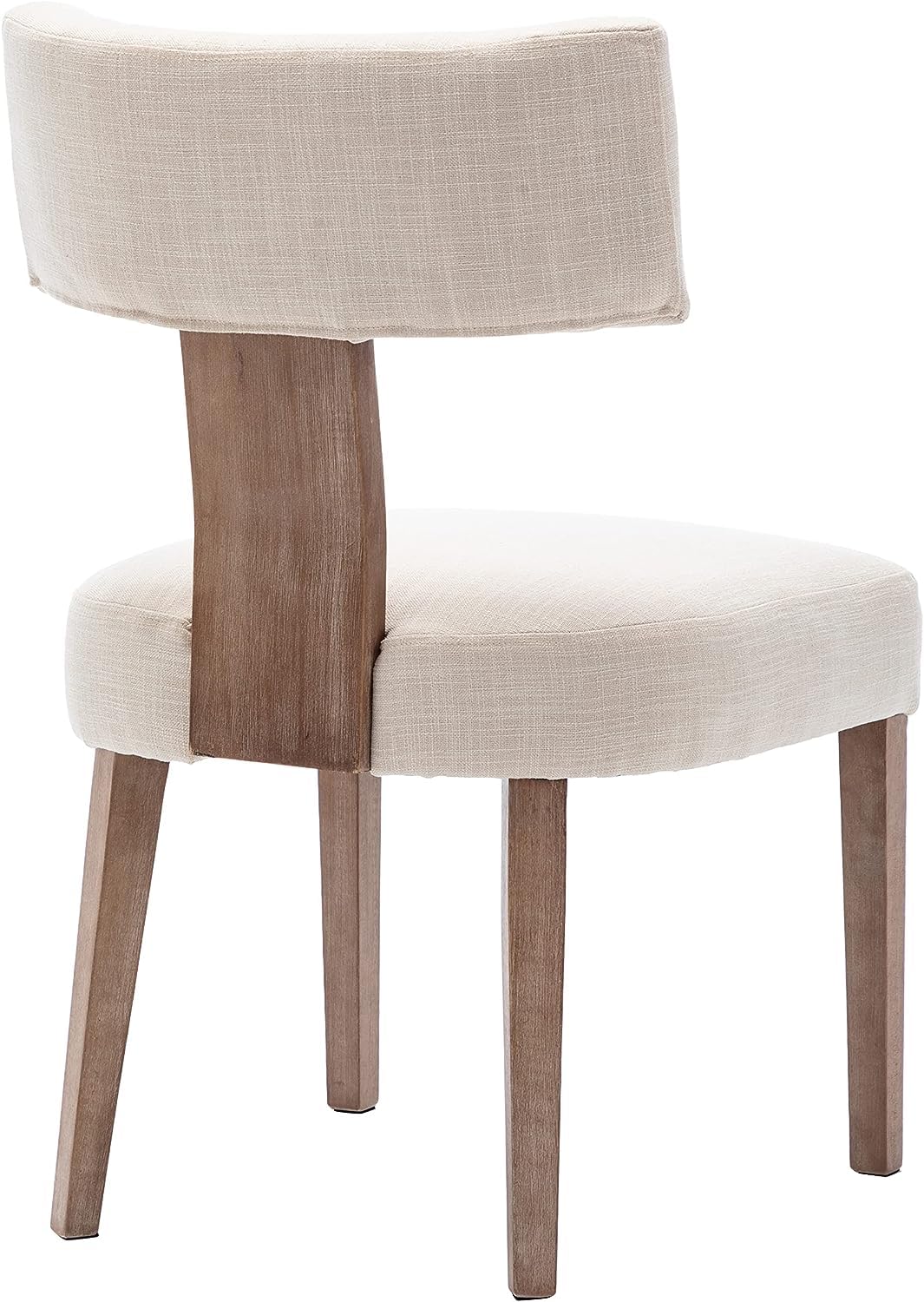 RIVOVA Mid Century Modern Dining Chairs Set of 2 Upholstered Linen Fabric Dining Chairs Curved Backrest Farmhouse Dining Room Chairs Kitchen Chairs with Wood Legs, Beige
