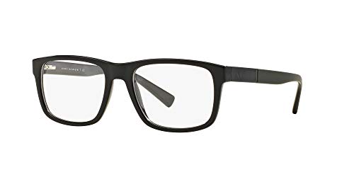 A|X ARMANI EXCHANGE Men's AX3025 Rectangular Prescription Eyewear Frames, Black/Demo Lens, 53 mm