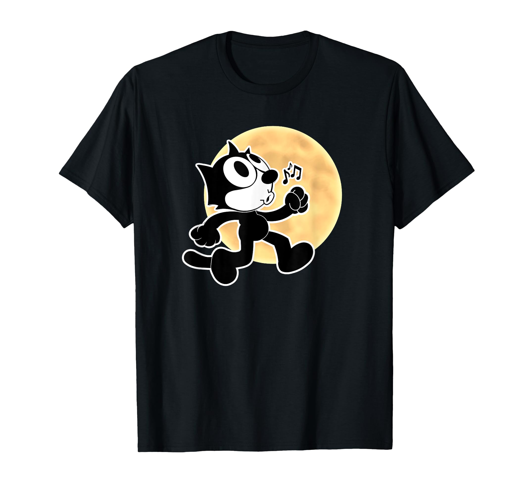 Felix Cartoon Whistling Music Notes Walking in Moonlight T-Shirt