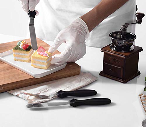 Naranqa Professional Offset Spatula Set with Plastic Handle - 3-Piece Stainless Steel Icing Spatula Variety Set & Cake Decorating Tools, Flexible Resistant Blades, 2 Angled and 1 Straight