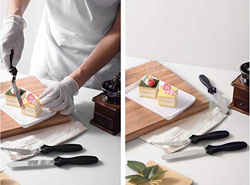Naranqa Professional Offset Spatula Set with Plastic Handle - 3-Piece Stainless Steel Icing Spatula Variety Set & Cake Decorating Tools, Flexible Resistant Blades, 2 Angled and 1 Straight