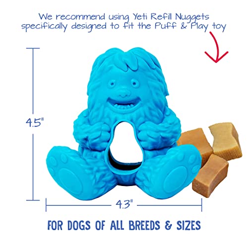 Yeti Puff and Play Dog Toy Interactive Nuggets Treats Dispenser Puzzle, Fun Stimulating Chew Toy for Teething, Behavior Training, Anxiety Calming, for Light to Moderate Chewers, Green