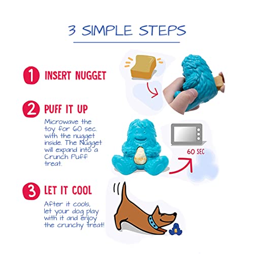 Yeti Puff and Play Dog Toy Interactive Nuggets Treats Dispenser Puzzle, Fun Stimulating Chew Toy for Teething, Behavior Training, Anxiety Calming, for Light to Moderate Chewers, Green