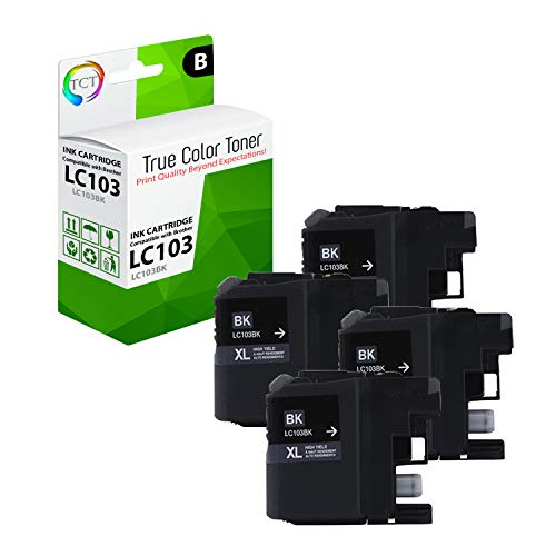 TCT Compatible Ink Cartridge Replacement for Brother LC103 LC103BK Black Works with Brother MFC-J470DW J475DW J6920DW J285DW J870DW Printers (600 Pages) - 4 Pack
