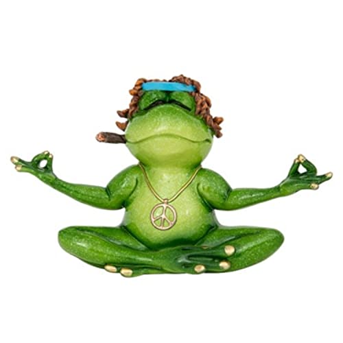 Meditating Yoga Frog Figurine Home Decorative Accent Decor Funny Zen Hippie Frog Yoga Lotus Pose (Hippie)
