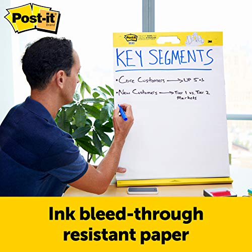 Post-it Super Sticky Portable Tabletop Easel Pad w/Dry Erase Panel, Great for Virtual Teachers and Students, 20x23 Inches, 20 Sheets/Pad, 2 Pads, Built-in Stand (563DE VAD 2PK) , White