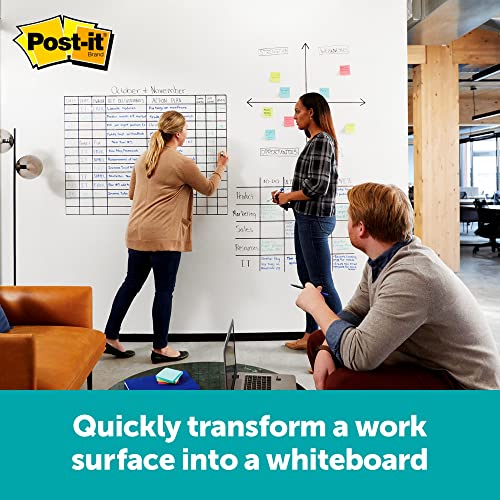 Post-it Flex Write Surface, Permanent Marker Wipes Away with Water, 50ft x 4ft, White Dry Erase Whiteboard Film (FWS50X4)