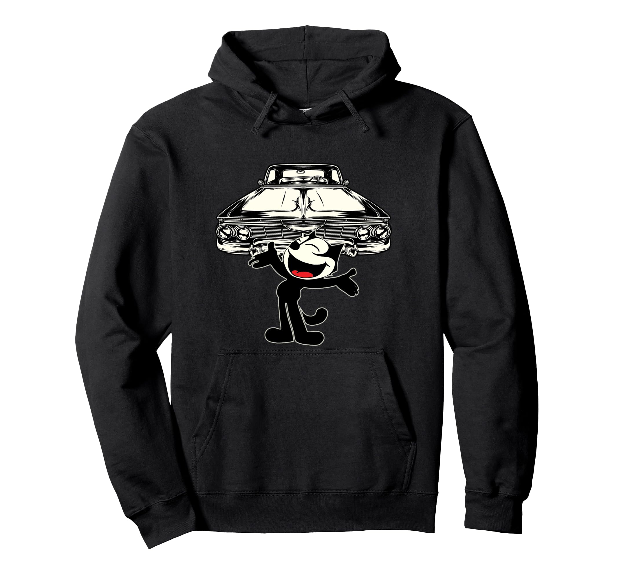 Felix Cat Cartoon Giant Lowrider Car Club Design Mashup Pullover Hoodie