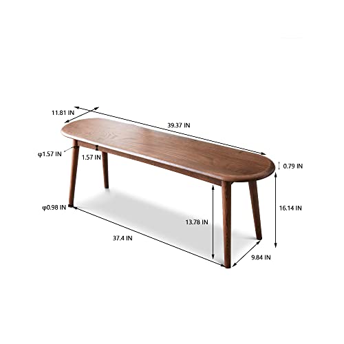 HomSof Natural Oak 100% Solid Wood Dining Bench Bed Bench for Dining Room, Bedroom