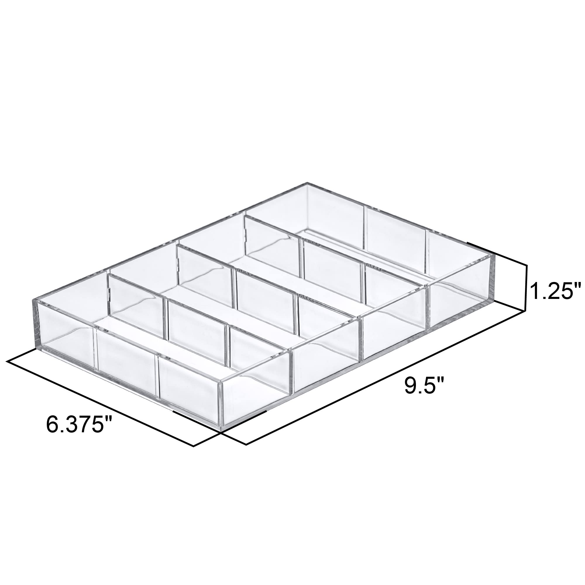 Amazing Abby - Soleil - Acrylic 4-Compartment Sunglass Organizer, Plastic Eyeglass Display Case, Transparent Jewelry Storage Tray, Clear Beauty Supply Holder, Great for Bedroom and Bathroom