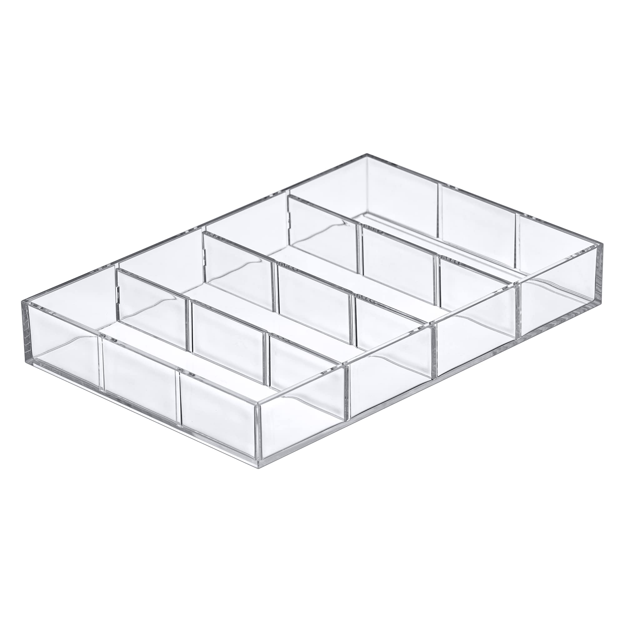 Amazing Abby - Soleil - Acrylic 4-Compartment Sunglass Organizer, Plastic Eyeglass Display Case, Transparent Jewelry Storage Tray, Clear Beauty Supply Holder, Great for Bedroom and Bathroom