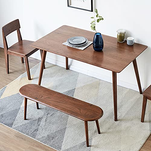 HomSof Natural Oak 100% Solid Wood Dining Bench Bed Bench for Dining Room, Bedroom