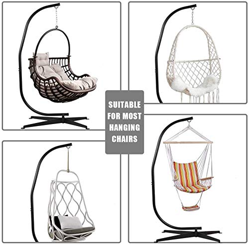 Ezone Heavy Duty Metal Hanging Hammock C-Stand for Chair, Porch Swing W/Weather-Resistant Finish, Offset Base, 360-DEGREE Rotation