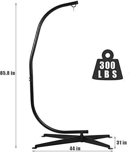 Ezone Heavy Duty Metal Hanging Hammock C-Stand for Chair, Porch Swing W/Weather-Resistant Finish, Offset Base, 360-DEGREE Rotation