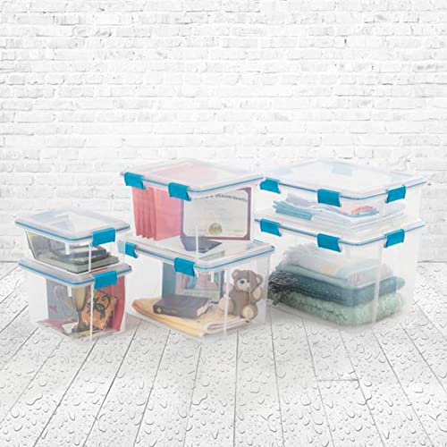 Sterilite 80 Quart Clear Plastic Stackable Storage Container Box Bin with Air Tight Gasket Seal Latching Lid Long Term Organizing Solution, 8 Pack