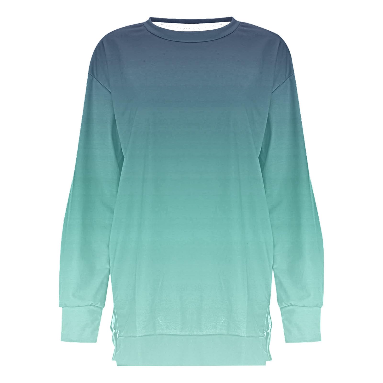 Ceboyel Women Tie Dye Long Sleeve Shirt Trendy Crewneck Sweatshirt Pullover Loose Fit Casual Tops Fall Fashion Clothes 2023 Plus Size Sweaters for Women Green L