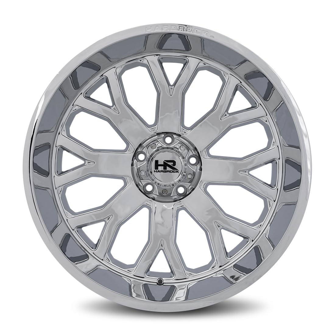 Hardrock H504 Wheel: 24x12 Size; 8x180 Bolt Pattern, -44 Offset, 124.3 Bore. Chrome