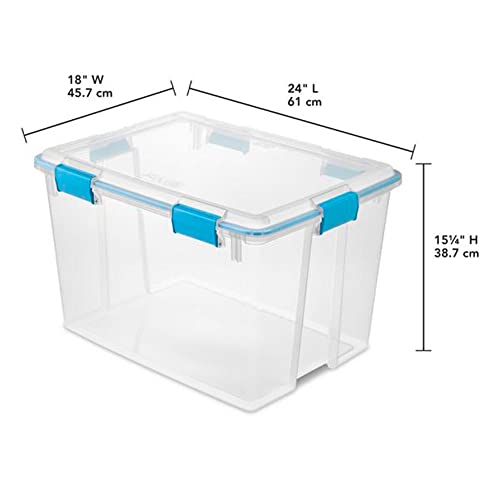 Sterilite 80 Quart Clear Plastic Stackable Storage Container Box Bin with Air Tight Gasket Seal Latching Lid Long Term Organizing Solution, 8 Pack
