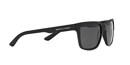 A|X ARMANI EXCHANGE Men's AX4026S Square Sunglasses, Matte Shiny Black/Grey, 56 mm