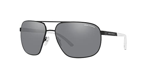 A|X ARMANI EXCHANGE Men's AX2040S Pilot Sunglasses, Light Grey Mirrored Black, 64 mm