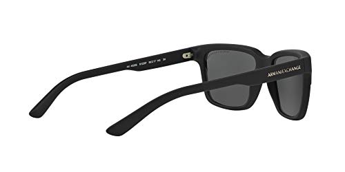 A|X ARMANI EXCHANGE Men's AX4026S Square Sunglasses, Matte Shiny Black/Grey, 56 mm