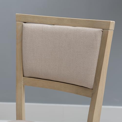 Linon Keira Wooden Folding Chair Upholstered Seat and Back Set of 2, Dining Height, Rustic Natural & Beige