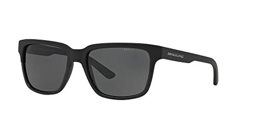 A|X ARMANI EXCHANGE Men's AX4026S Square Sunglasses, Matte Shiny Black/Grey, 56 mm